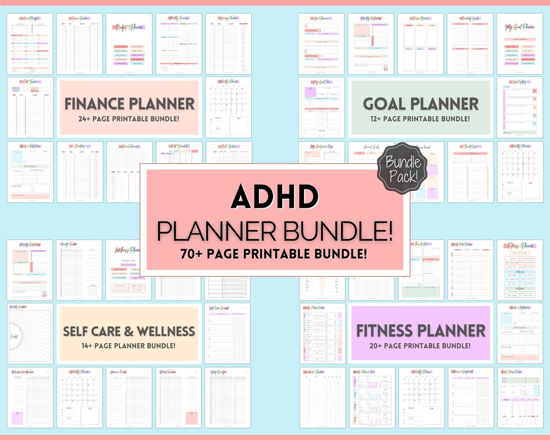 75+ Pg ADHD Planner Bundle, Printable ADHD Life Planner, ADHD Symptom ...