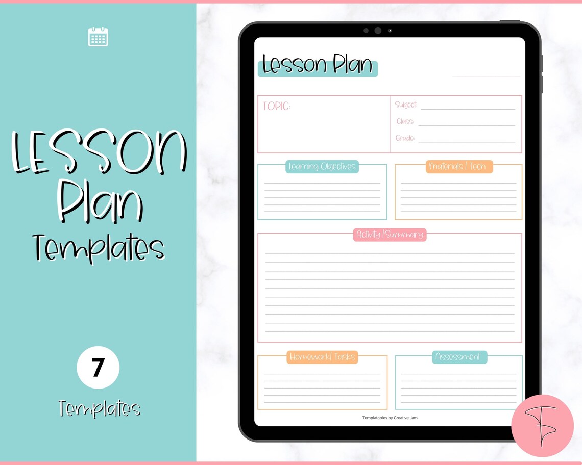 SIMPLE Lesson Plan Template Lesson Planner Printable - Etsy