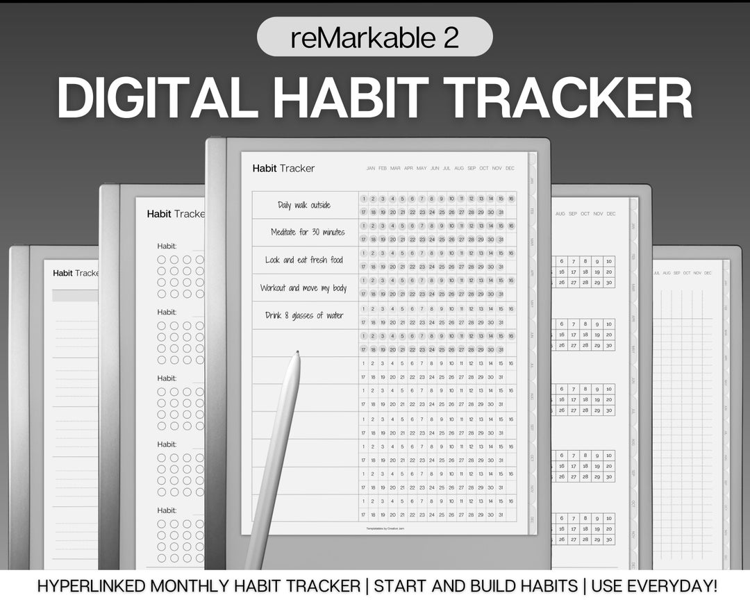 Digital Habit Tracker, Remarkable 2 Templates, Digital Planner, Daily ...