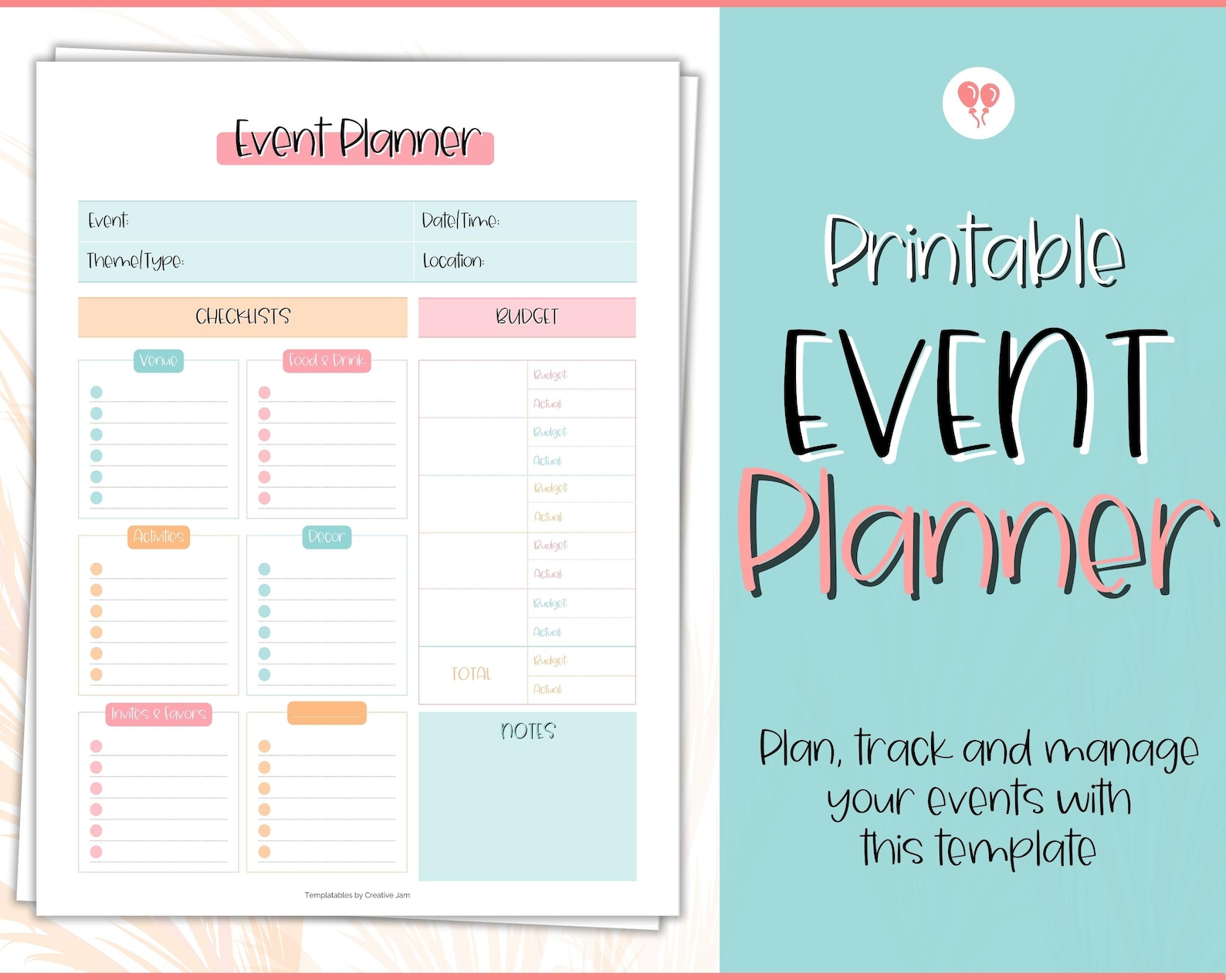 Event Planner Template, Printable Party Planner, Birthday, Wedding ...