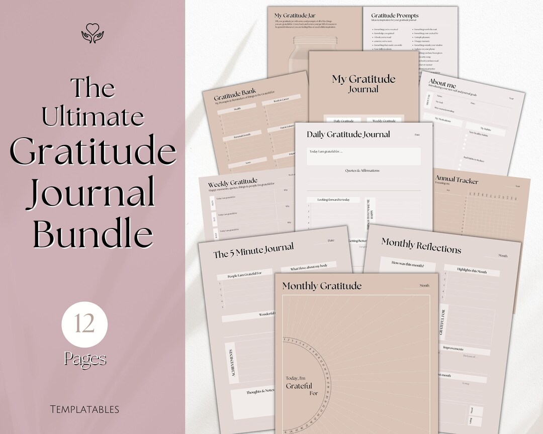 Printable Gratitude Journal BUNDLE Mindfulness Log, Gratitude Template ...