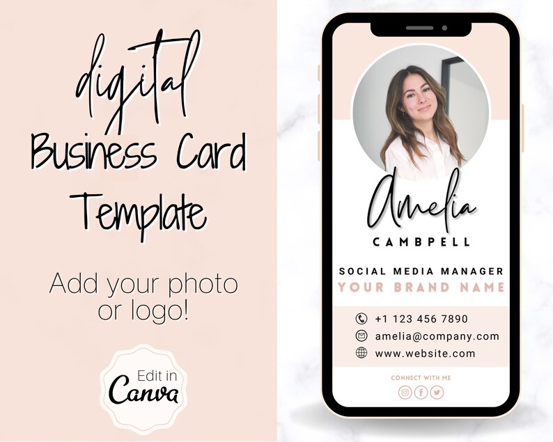 4 Digital Business Card Templates BUNDLE DIY Logo & Photo - Etsy