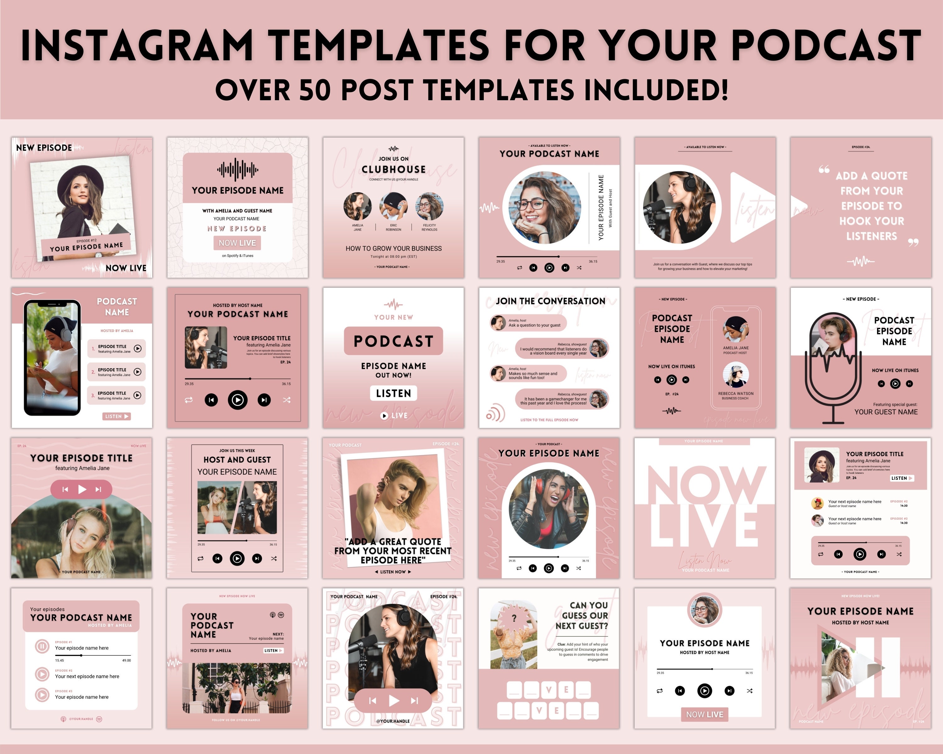 100+ Podcast Instagram Templates! Canva Template Pack. Instagram Square ...
