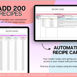 Ultimate Meal Planner Spreadsheet, Recipe Template, AUTOMATED Grocery ...