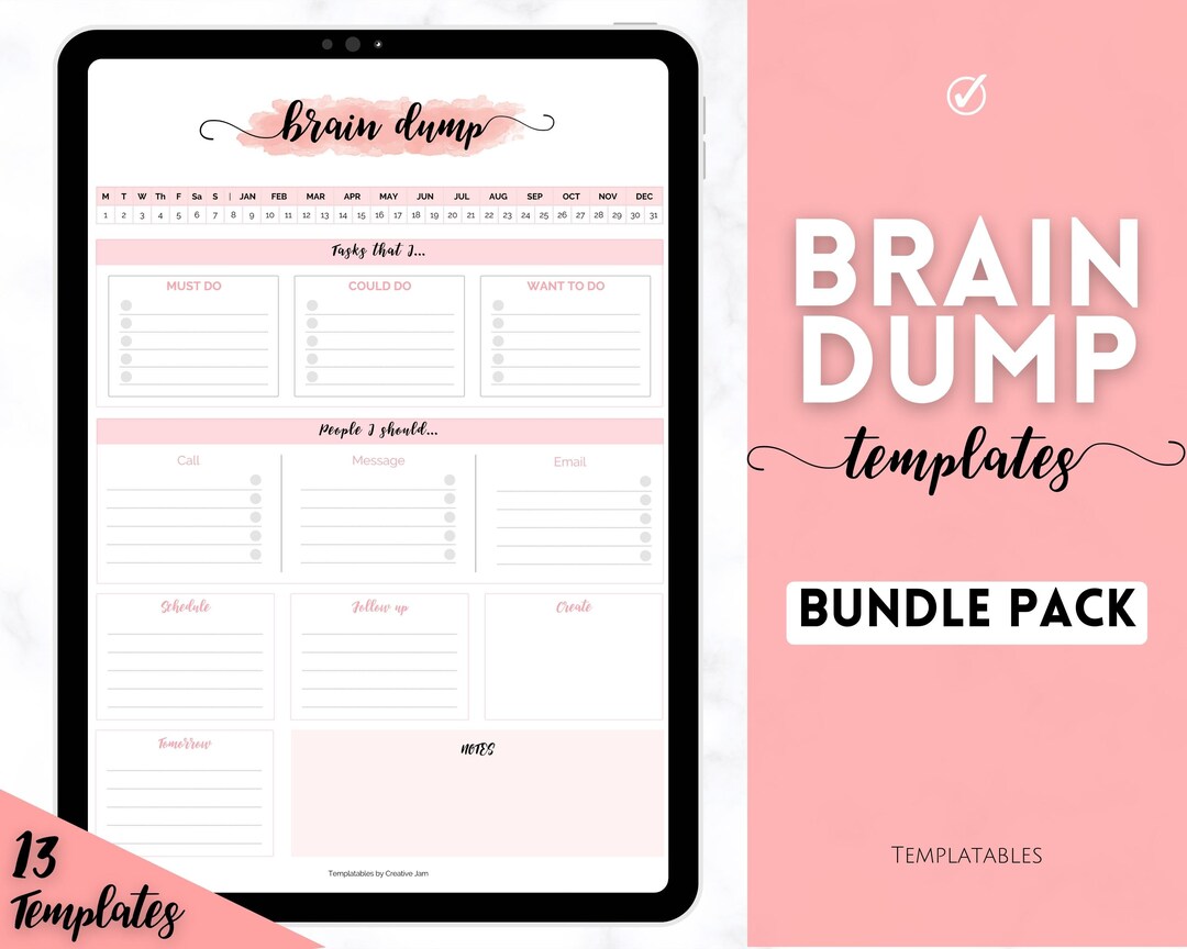 Brain Dump Printable BUNDLE, to Do List, ADHD Planner, Daily Template ...