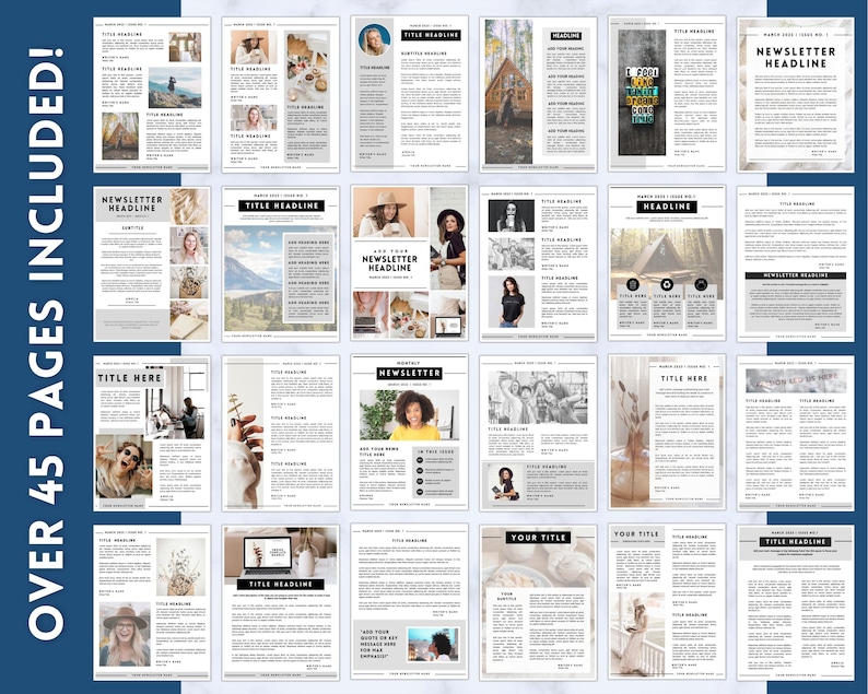 EDITABLE Newsletter Template 45 Canva Templates Monthly - Etsy Canada