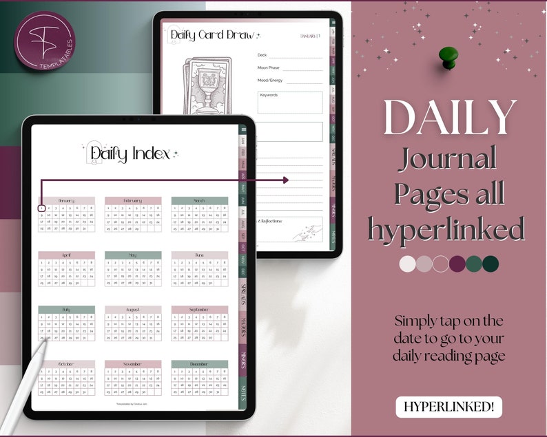 DIGITAL Tarot Journal, Tarot Planner Workbook, Daily Card Reading ...