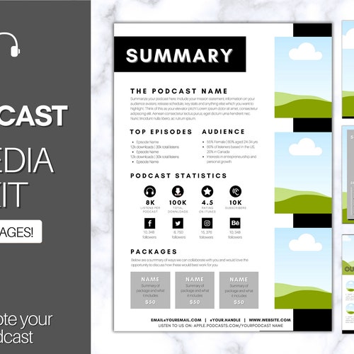 Podcast MEDIA KIT Template Editable Canva Press Kit Business - Etsy