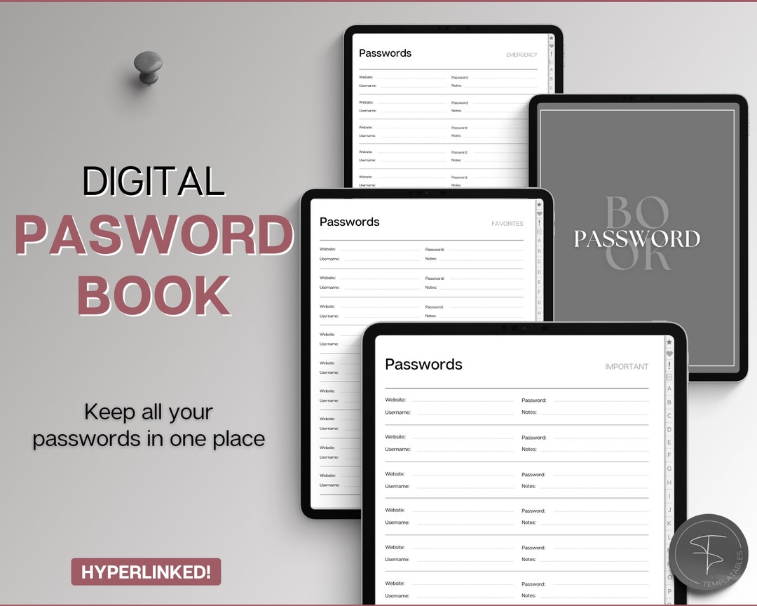 Digital Password Book, Password Tracker With Tabs, Password Keeper ...