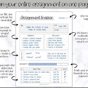 Assignment Planner BUNDLE, Printable Assignment Tracker for Students ...