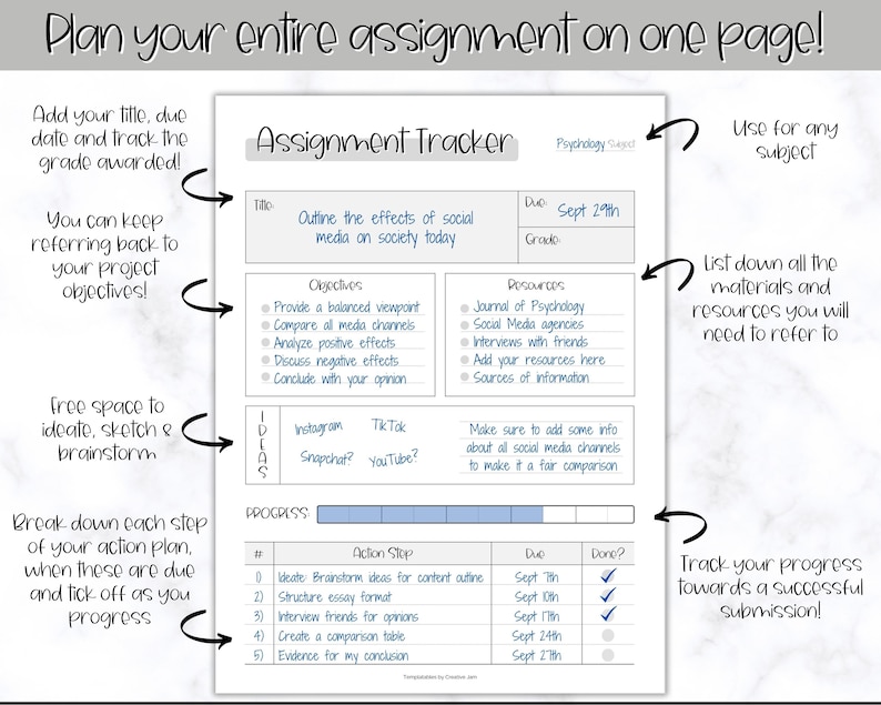 Assignment Planner BUNDLE Printable Assignment Tracker for - Etsy