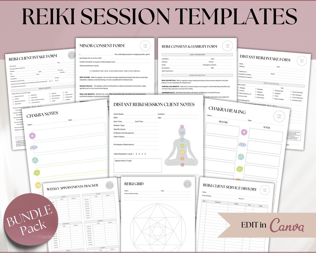 EDITABLE Reiki Business Form Template BUNDLE, Intake Forms, Distance ...