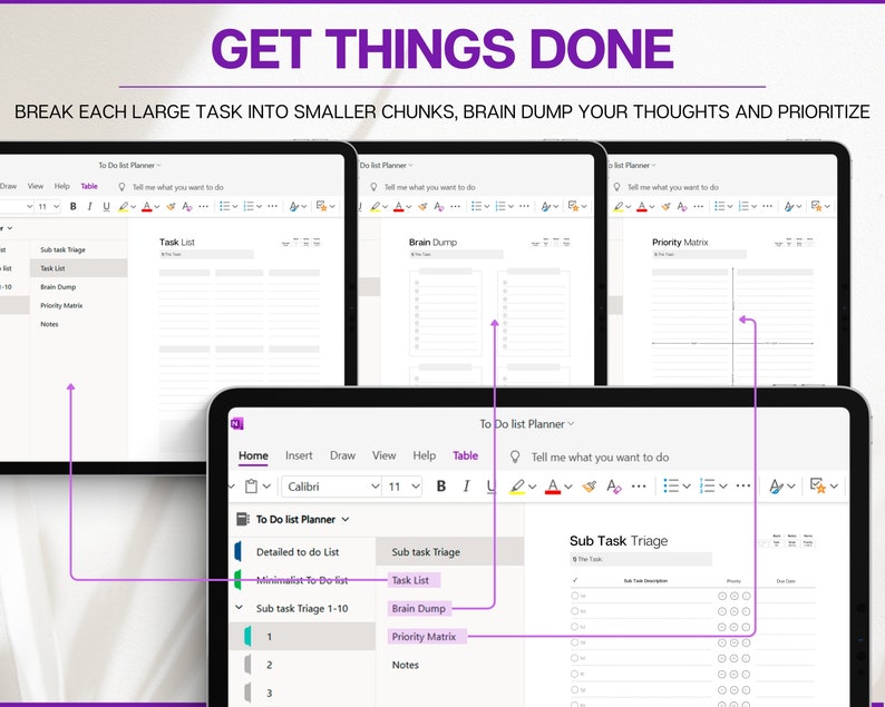 Onenote to Do List Template, Hyperlinked to Do List for One Note ...