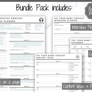 Editable Podcast Planner BUNDLE Pack. Podcast Template Content Calendar ...