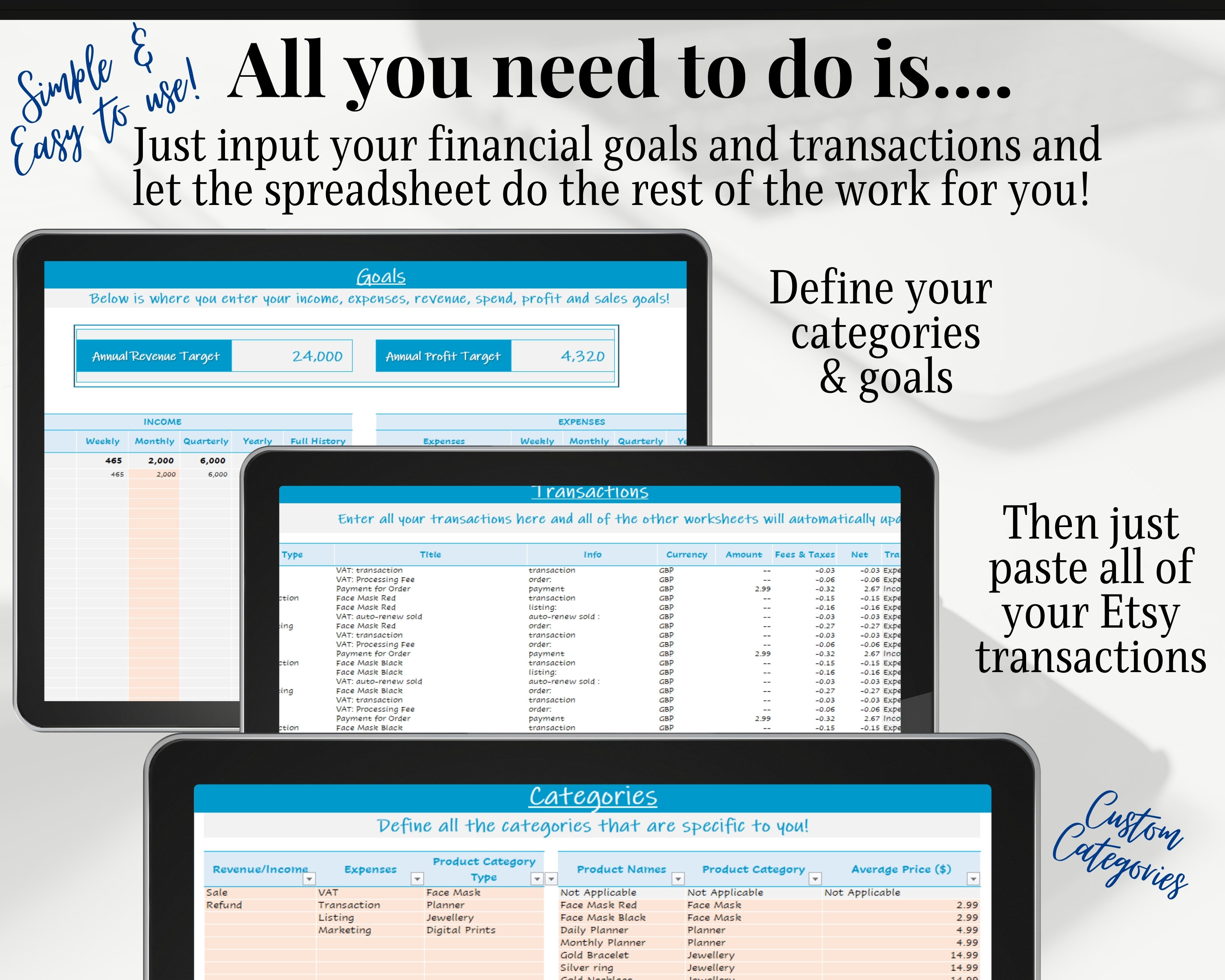 Etsy Business Tracker Automated Spreadsheet for Your - Etsy UK