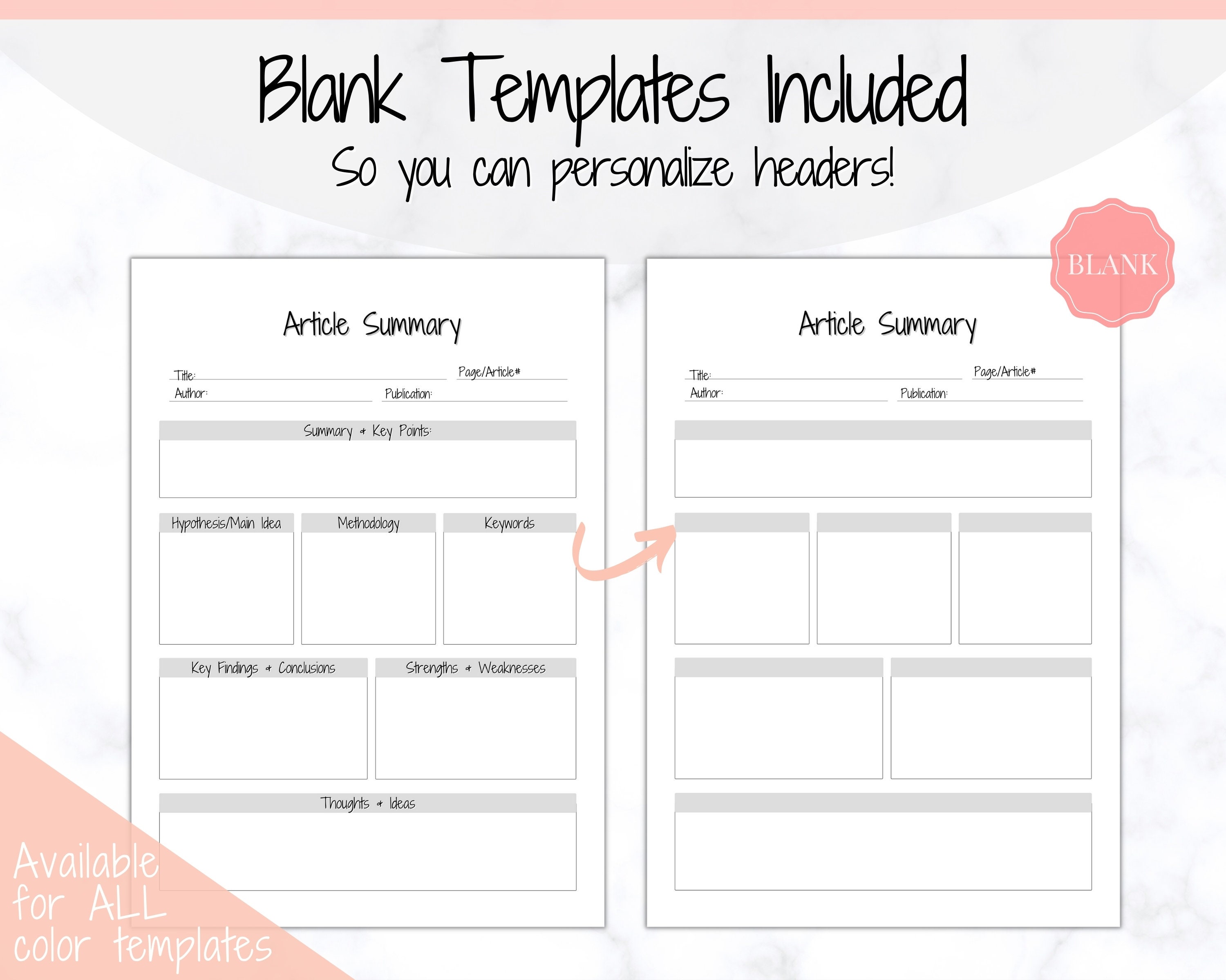 Article Summary Sheet Student Planner Student Printable | Etsy