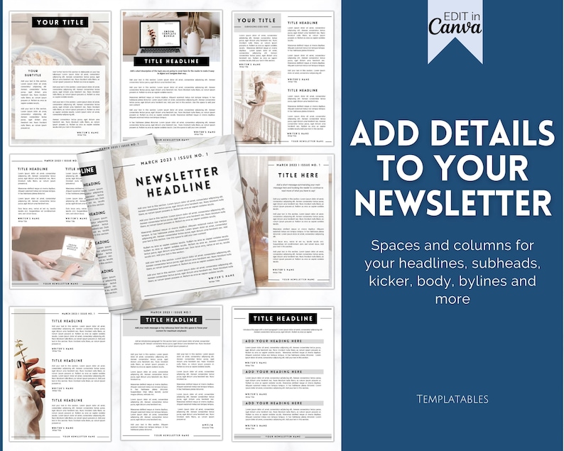 EDITABLE Newsletter Template 45 Canva Templates Monthly - Etsy Canada
