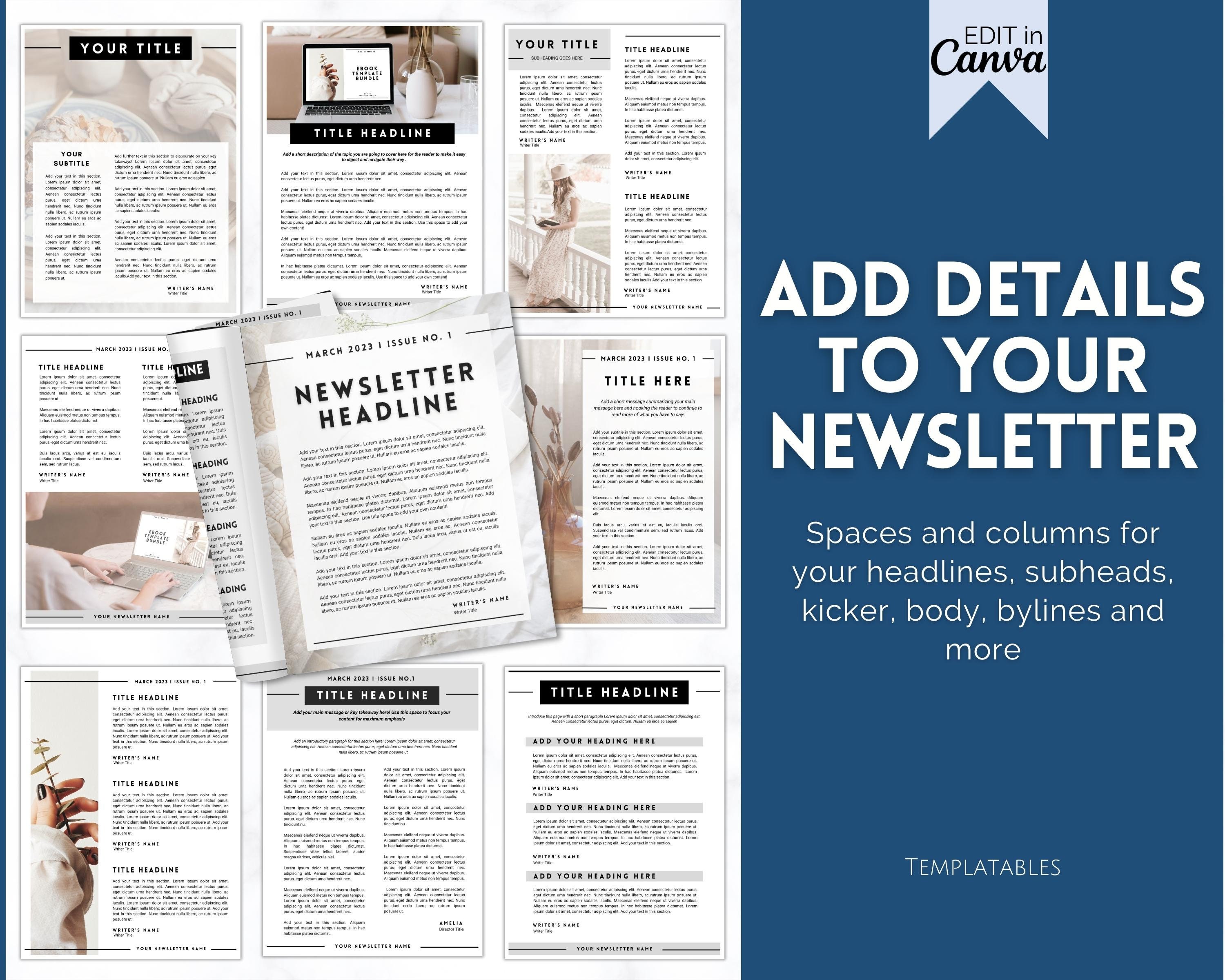 EDITABLE Newsletter Template 45 Canva Templates Monthly - Etsy Canada