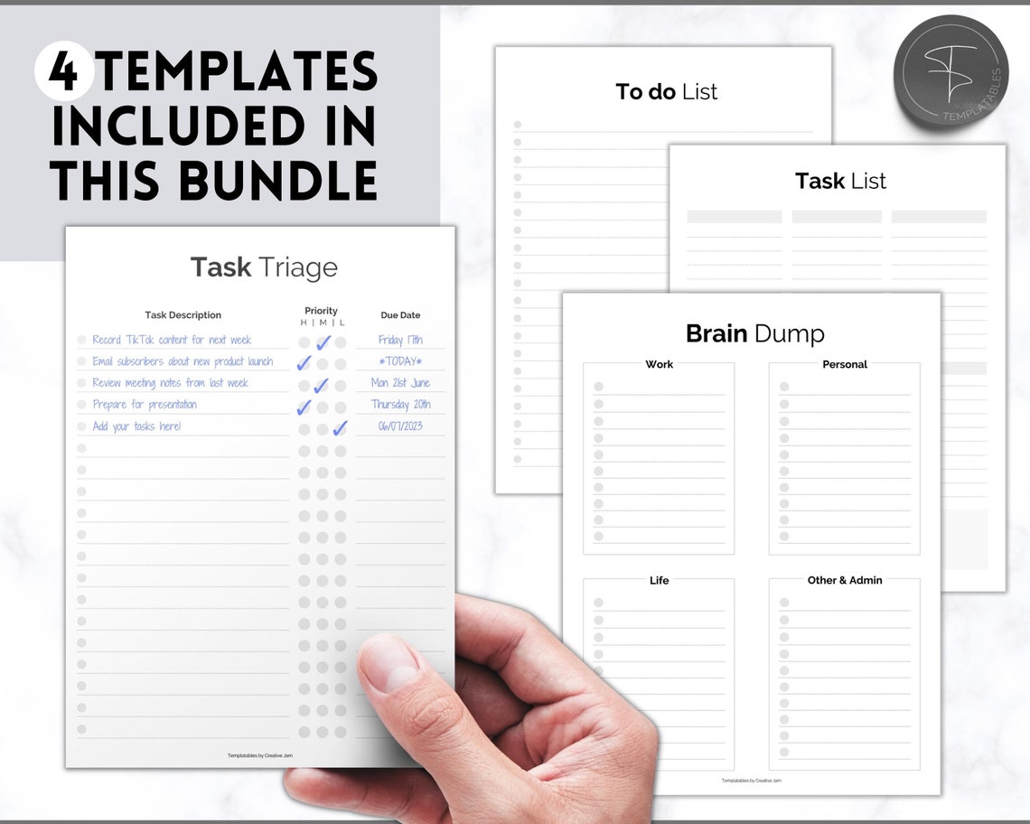 Task Triage, to Do List Printable, Brain Dump Template, Task Checklist ...
