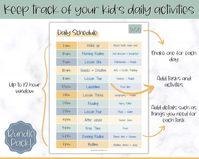 Daily Schedule Kids Homeschool Weekly Planner Daily Routine - Etsy