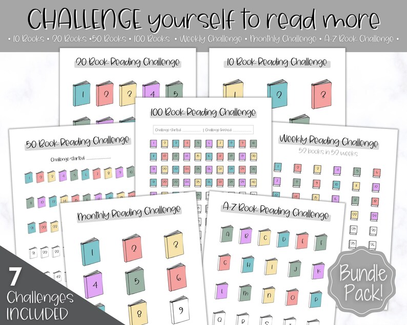 Book Tracker Reading Tracker Printable Reading Challenge - Etsy