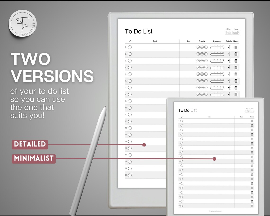 Digital to Do List, Supernote Template, Digital Task List, Brain Dump ...