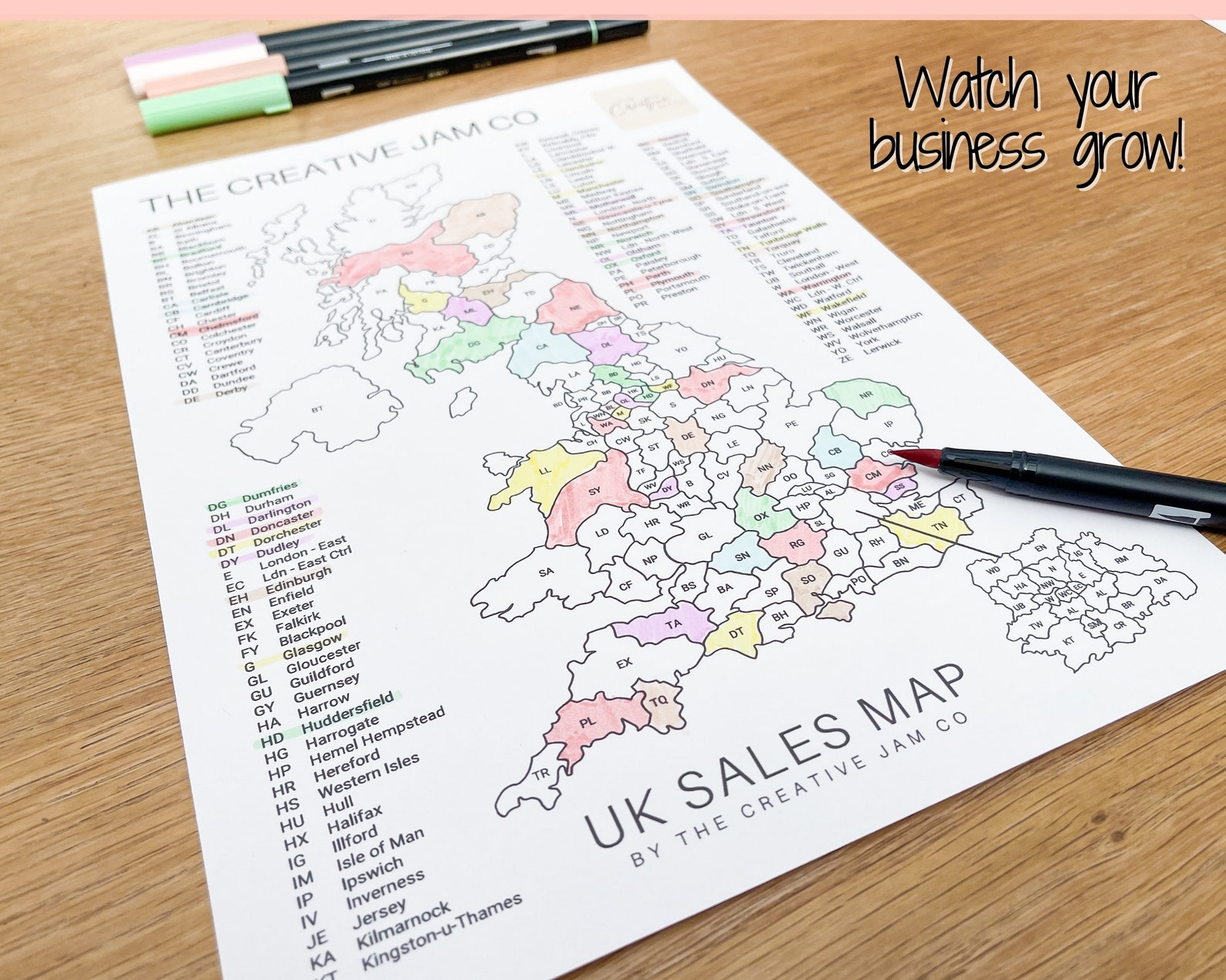 UK Sales Map Business Postcode Sales Map Colour in Map Etsy - Etsy UK