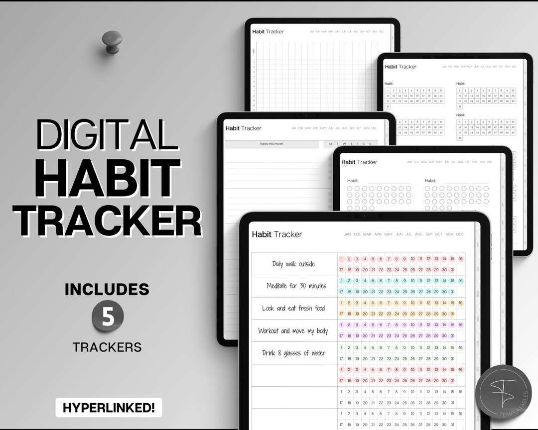 Digital Habit Tracker, Goodnotes Digital Planner, iPad Planner, Daily ...
