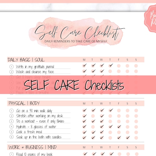 Self Care Planner Self Care Checklist Journal Tracker - Etsy
