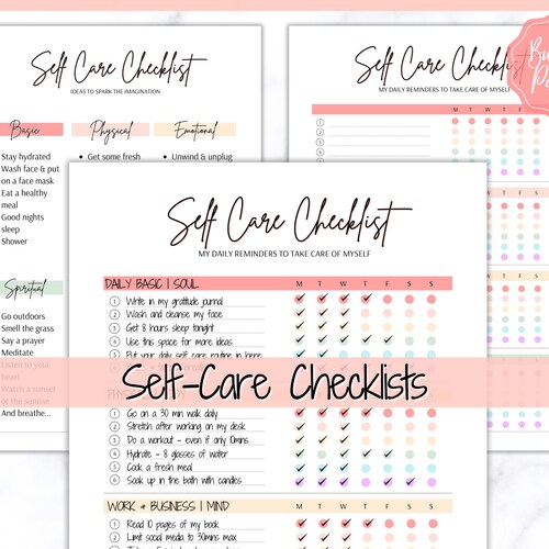 Self Care Checklist Printable Digital PDF Wellness Planner - Etsy