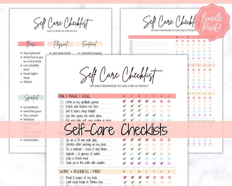 Self Care Checklist Self Care Planner Selfcare Journal Etsy