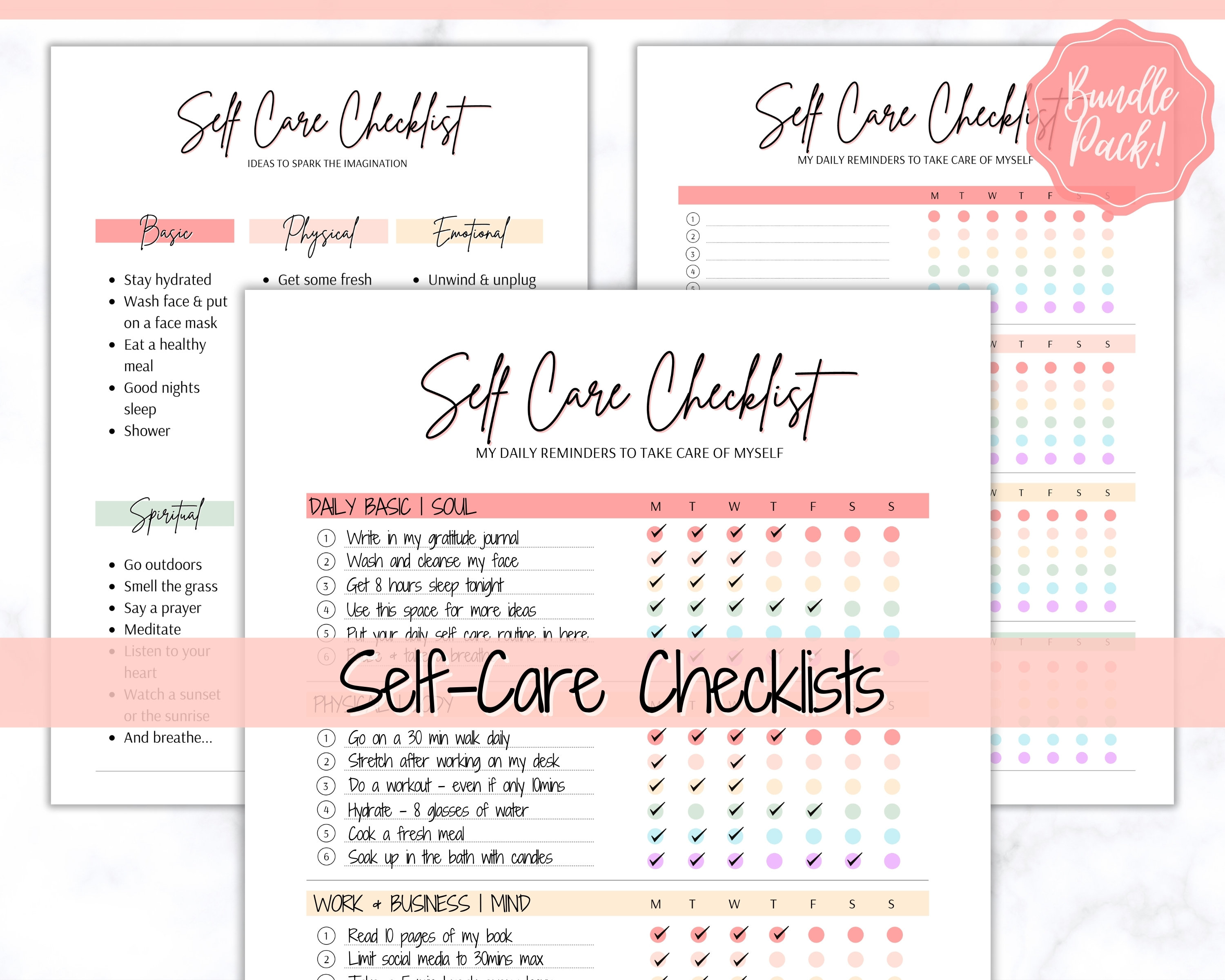 Self Care Checklist Self Care Planner Selfcare Journal Etsy