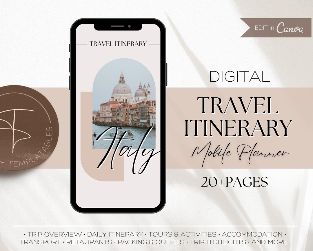 Travel Itinerary Template, Digital Travel Guide, Mobile Weekend Trip ...