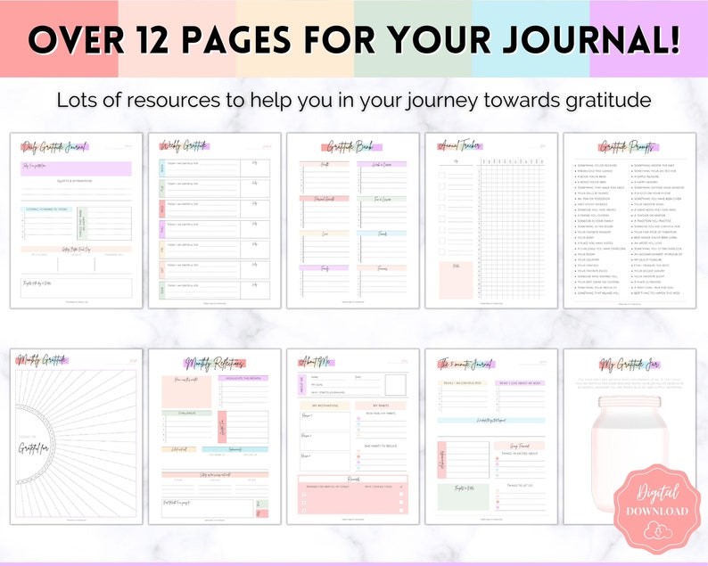 Gratitude Journal Printable BUNDLE! Mindfulness Log, Gratitude Template ...