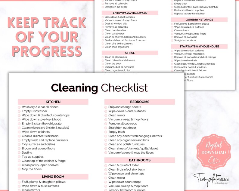 Master Cleaning Checklist Printable Cleaning Planner - Etsy UK