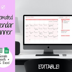 EDITABLE Monthly Calendar, Monthly Planner Template, Automated ...