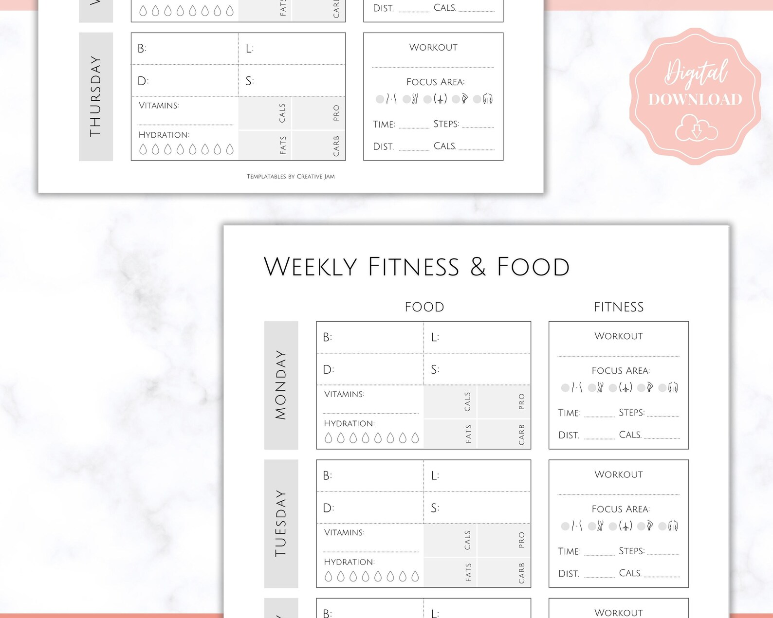Fitness Planner, Weight Loss Tracker, BUNDLE, Workout Planner Fitness ...
