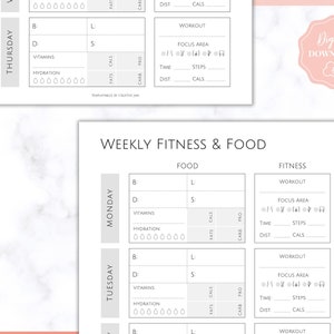Fitness Planner, Weight Loss Tracker, BUNDLE, Workout Planner Fitness ...