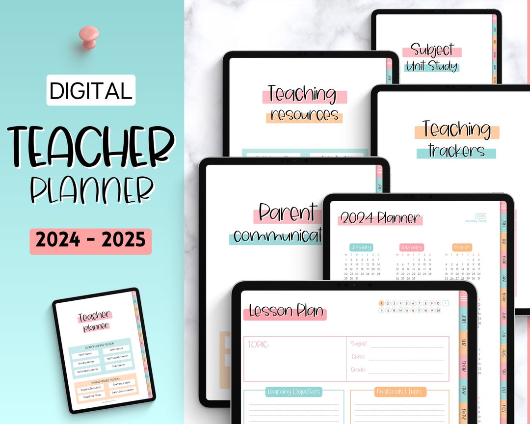 Teacher Planner, Digital 2024 & 2025 Academic Planner, Lesson Plan ...