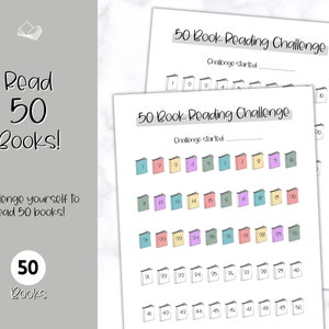 50 Book Challenge Printable, Reading Challenge BUNDLE, 50 Books, Kids ...