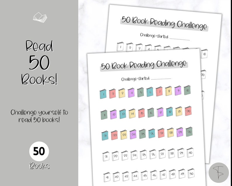 50 Book Challenge Printable Reading Challenge BUNDLE 50 - Etsy UK