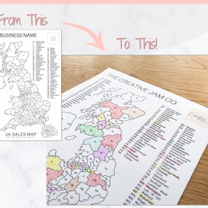 PERSONALISED UK Postcode Sales Map, Business Colour in Map, Etsy Sales ...