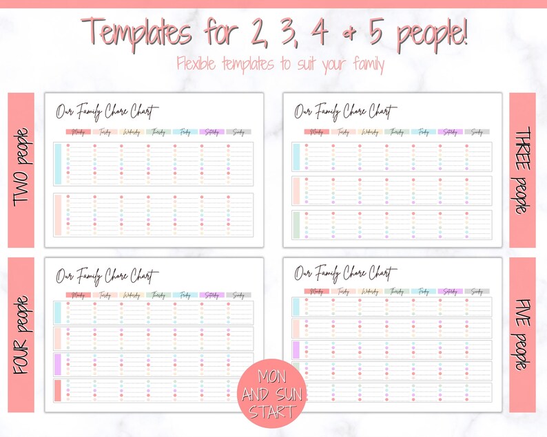 Family Chore Chart Editable Family Planner Printable Weekly - Etsy