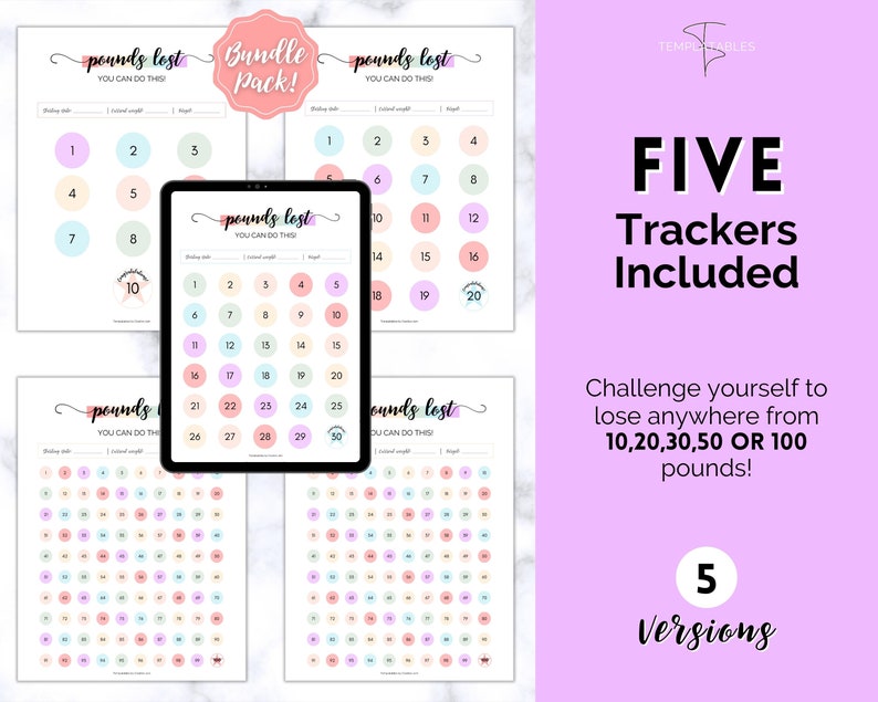 Pounds Lost Tracker 20 Lbs Pack of 5 Weight Loss Trackers - Etsy
