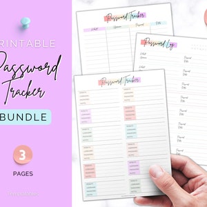 Printable Password Tracker BUNDLE, 3 Password Logs & Organizers ...
