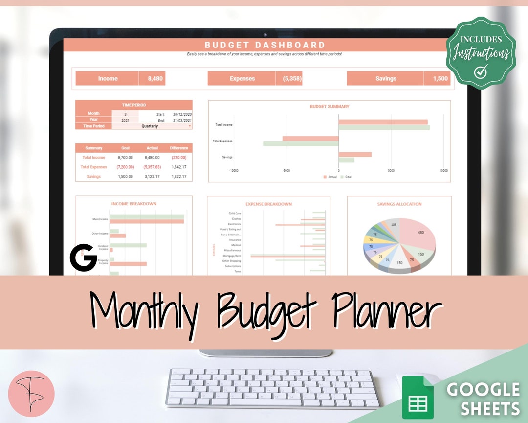 Monthly Budget Template, Google Sheets Budget Planner, Easy Budget ...