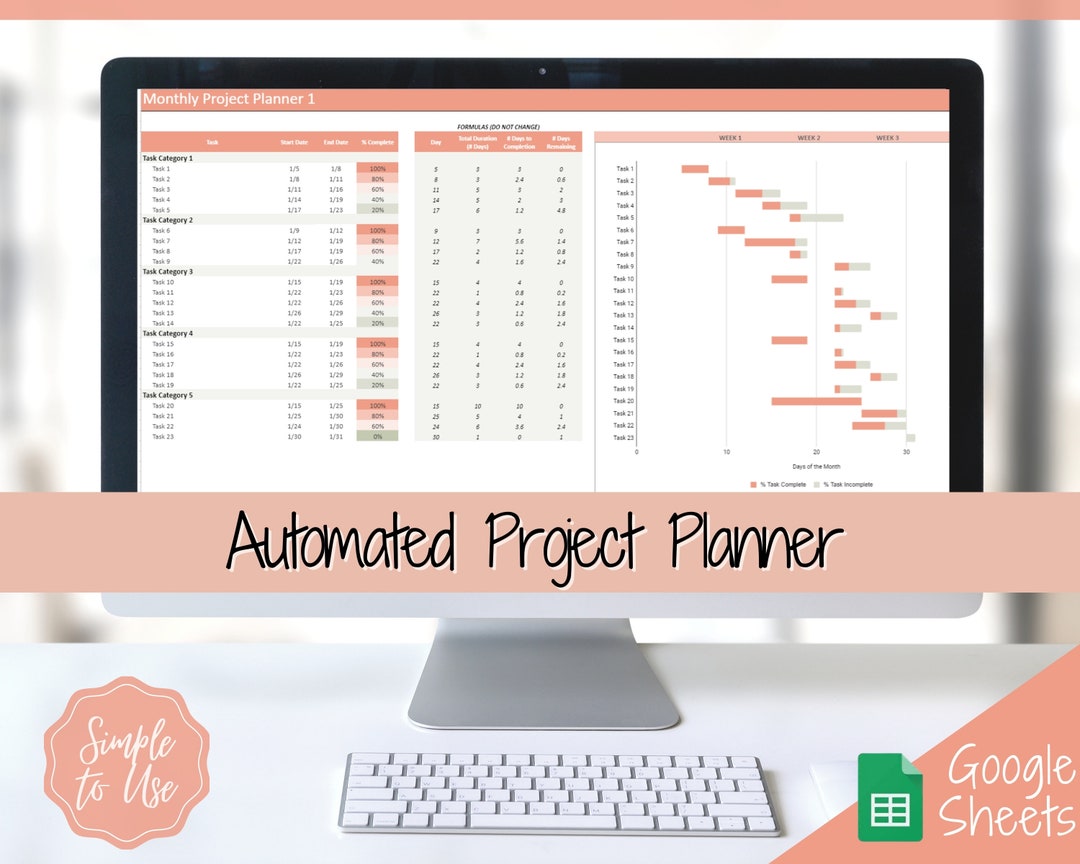 Project Planner Spreadsheet, Excel & Google Sheets, Business, Student ...
