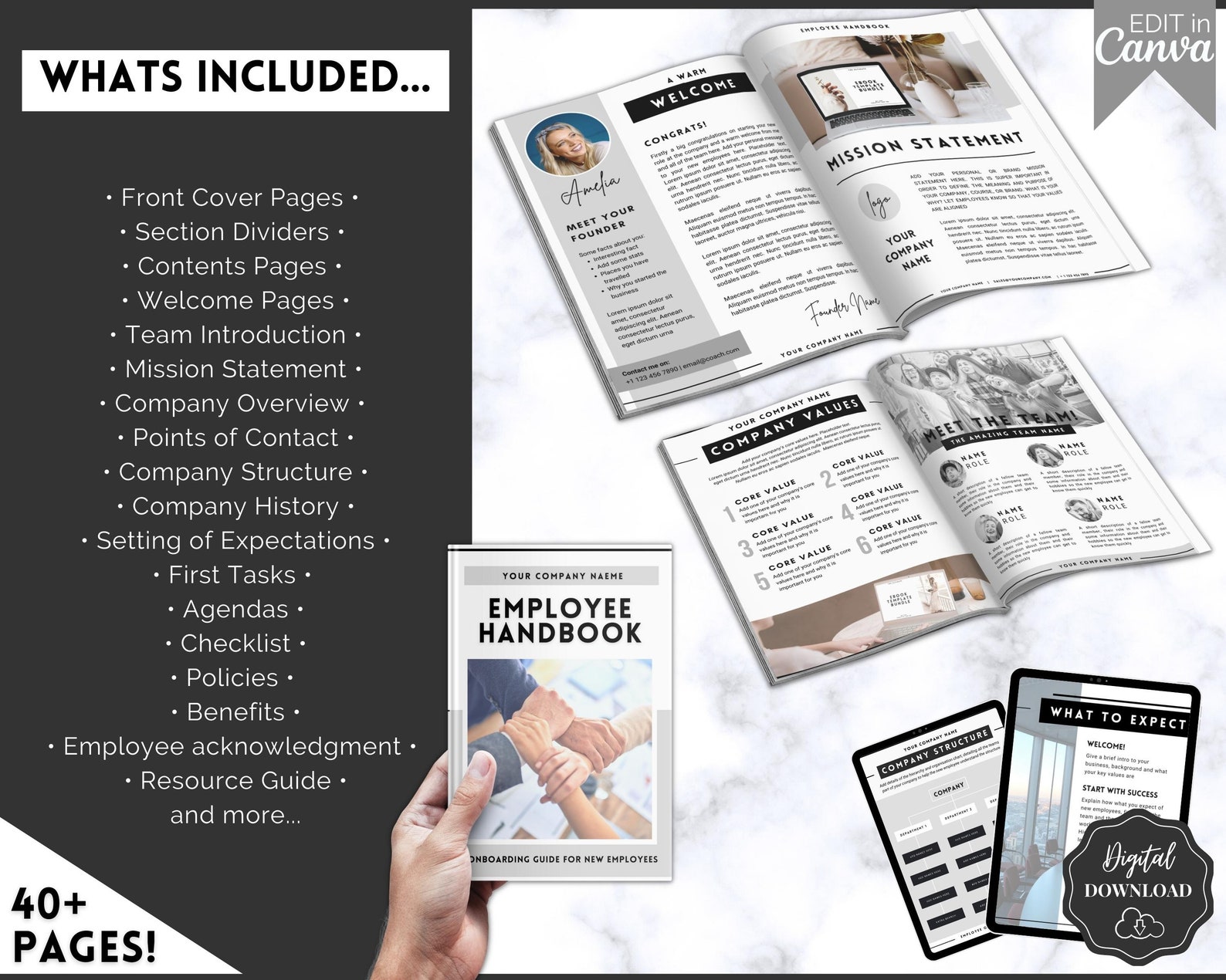 Employee Onboarding Template, New Hire Handbook, Welcome Packet, New ...