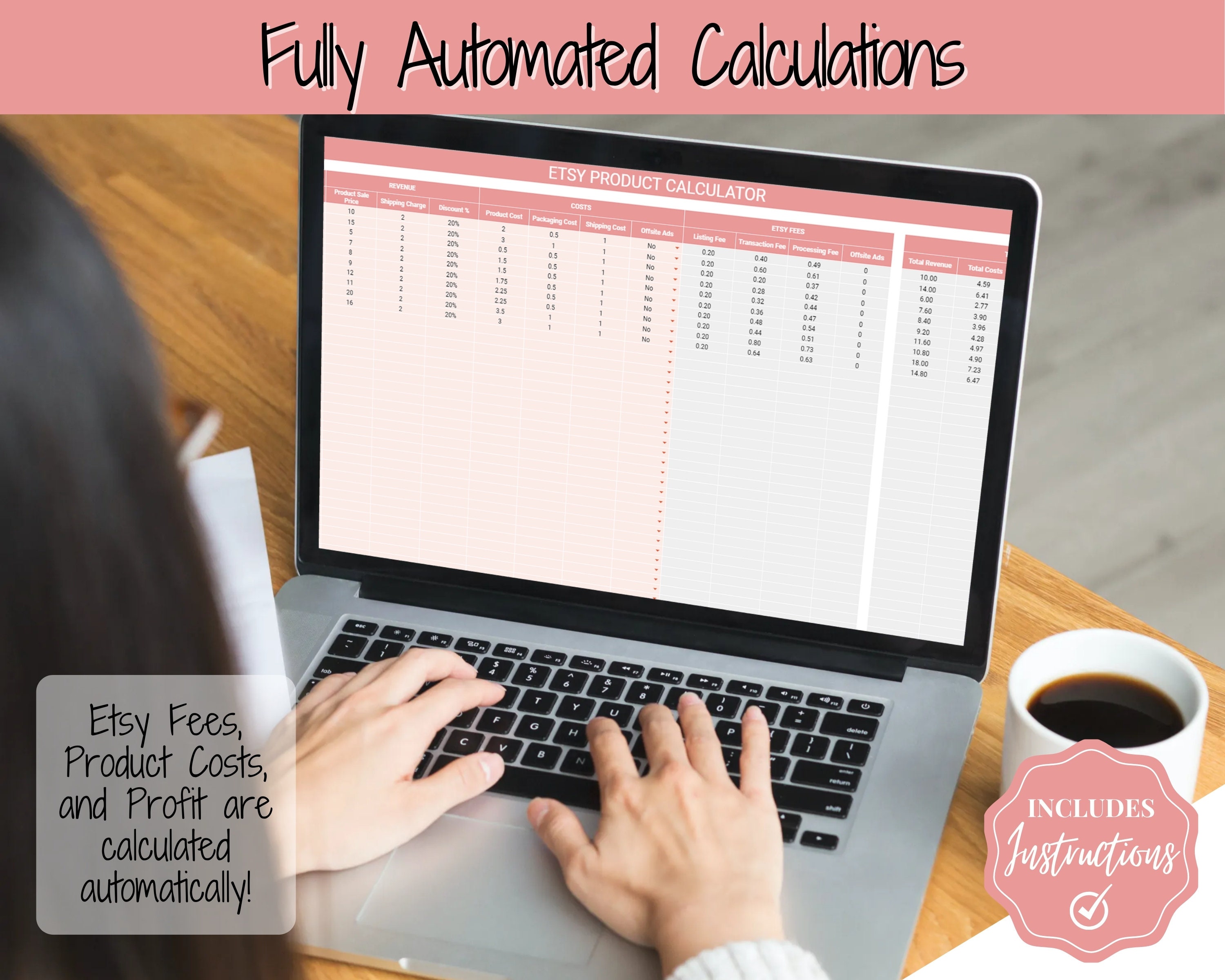 Etsy Profit Calculator Pricing Spreadsheet for Small Business - Etsy UK