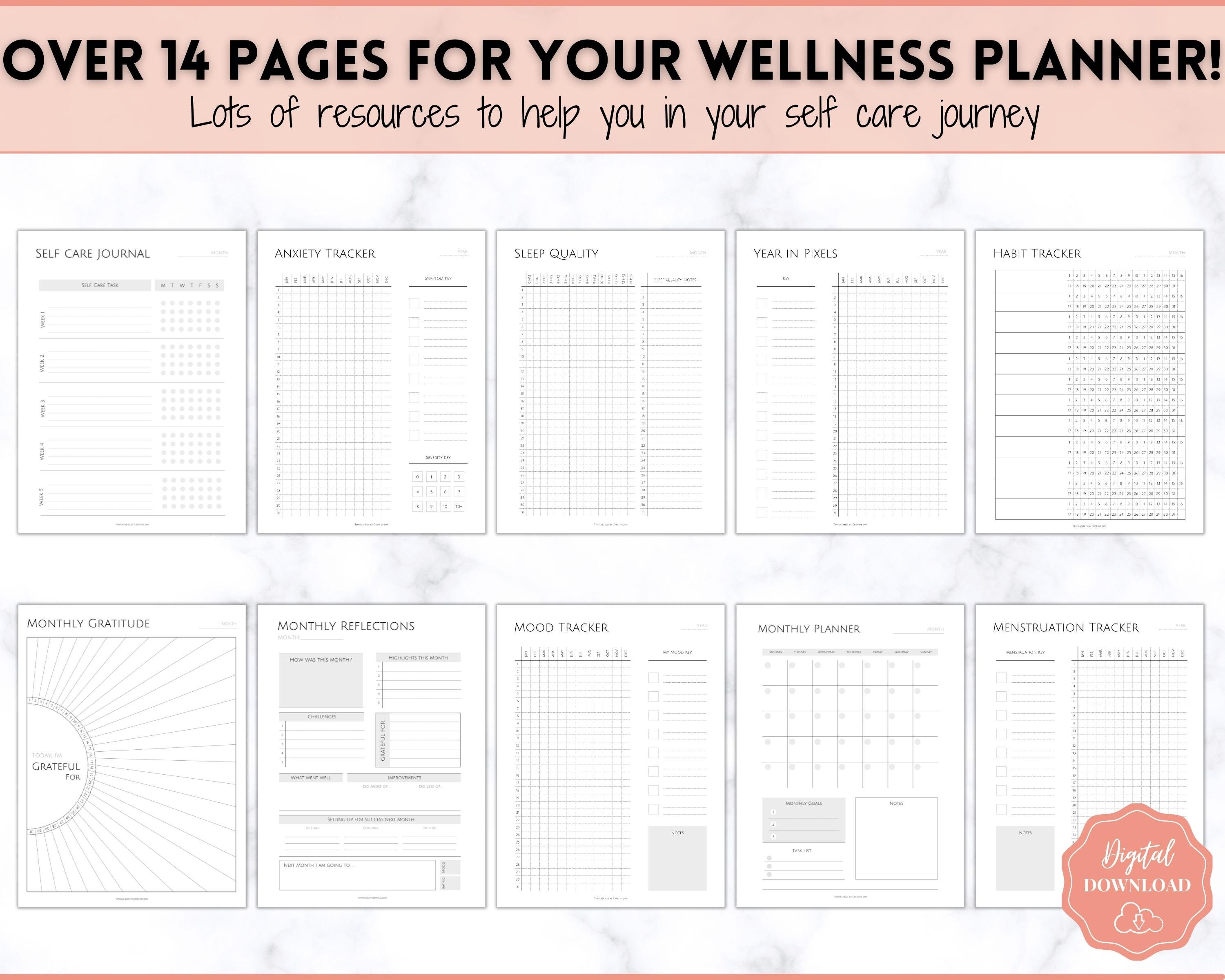 Wellness Planner & Self Care Journal BUNDLE Printable | Etsy